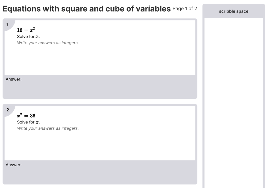 Equations With Square And Cube Of Variables Worksheets [PDF] (8.EE.A.1 ...