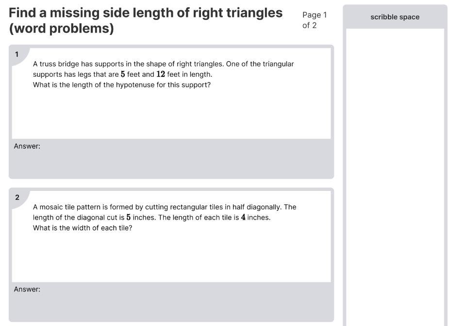 Find A Missing Side Length Of Right Triangles (Word Problems ...