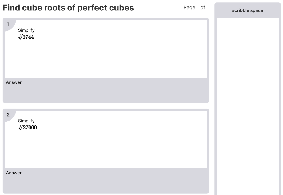 Find Cube Roots Of Perfect Cubes Worksheets [PDF] (8.EE.A.1): 8th Grade Math