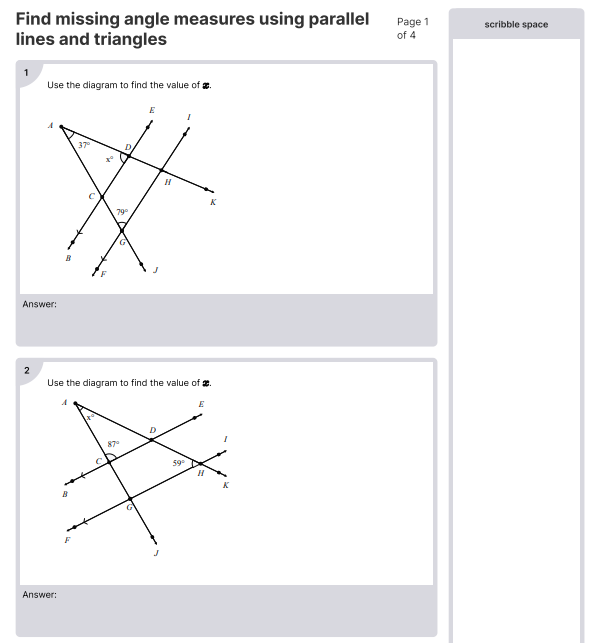 Find Missing Angle Measures Using Parallel Lines And Triangles ...