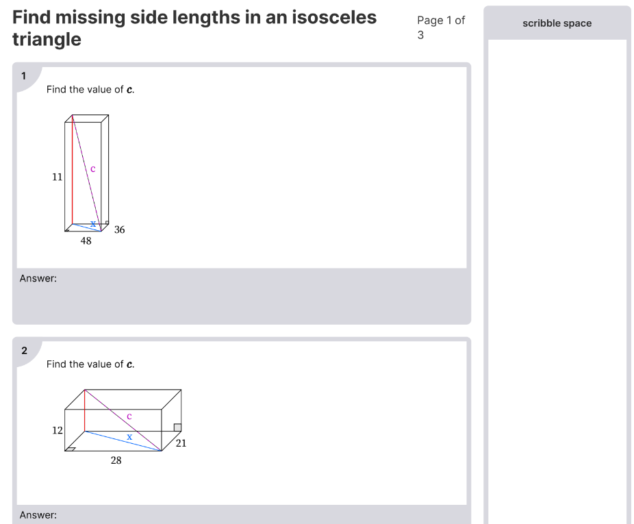 Find Missing Side Lengths In An Isosceles Triangle Worksheets [PDF] (8 ...