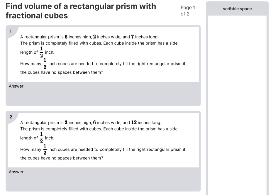 Find Volume Of A Rectangular Prism With Fractional Cubes Worksheets ...