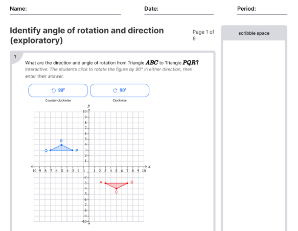 Identify Angle Of Rotation And Direction (Exploratory) Worksheets [PDF ...