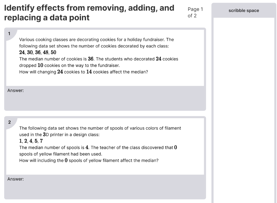 Identify Effects From Removing, Adding, And Replacing A Data Point Worksheets [PDF] (6.NS.C.8 ...