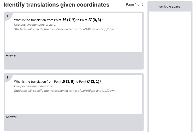 Identify Translations Given Coordinates Worksheets [PDF] (8.G.C.9): 8th ...