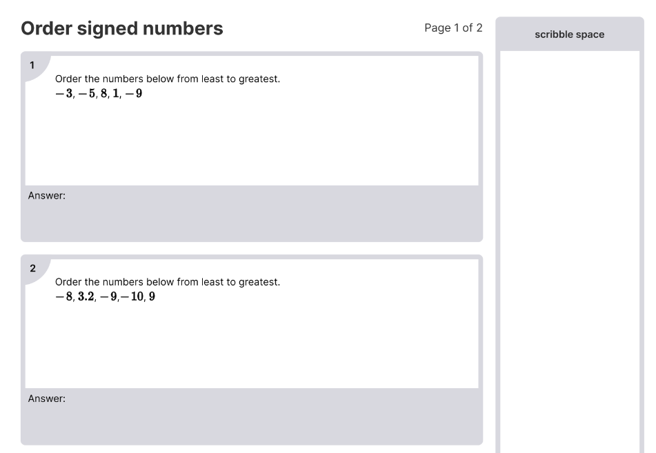 Order Signed Numbers Worksheets [pdf] (6.ns.c.8): 6th Grade Math