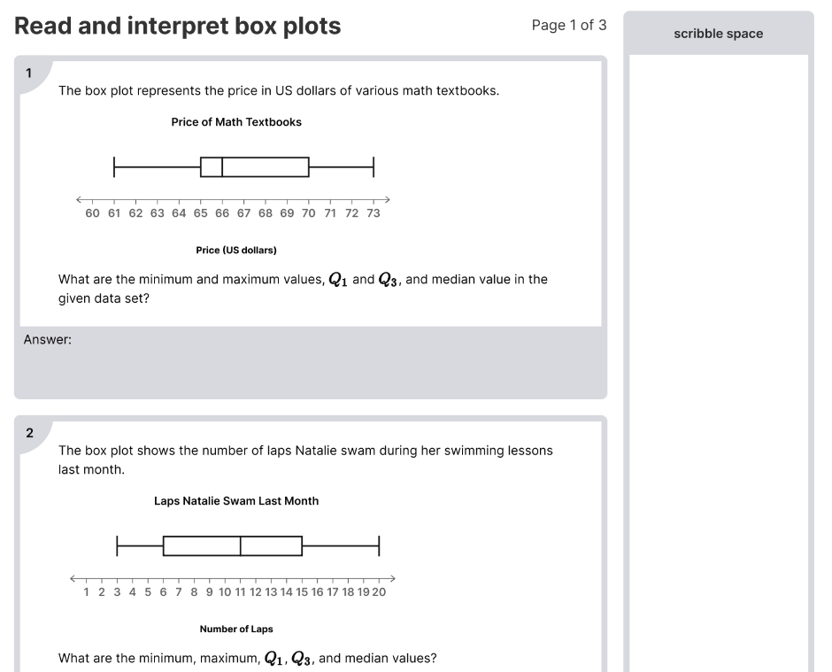 Read And Interpret Box Plots Worksheets [PDF] (6.NS.C.8): 6th Grade Math