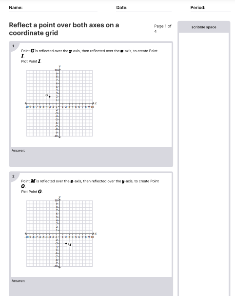 Reflect A Point Over Both Axes On A Coordinate Grid Worksheets [PDF] (8 ...