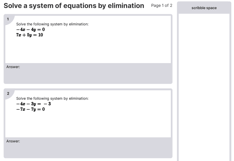 Solve A System Of Equations By Elimination Worksheets PDF 8 EE A 1