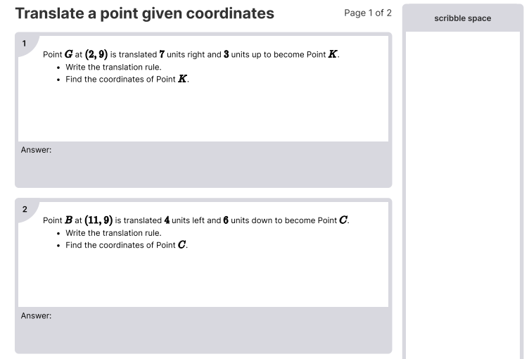 Translate A Point Given Coordinates Worksheets [PDF] (8.G.C.9): 8th ...