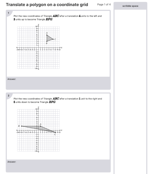Translate A Polygon On A Coordinate Grid Worksheets [PDF] (8.G.C.9 ...