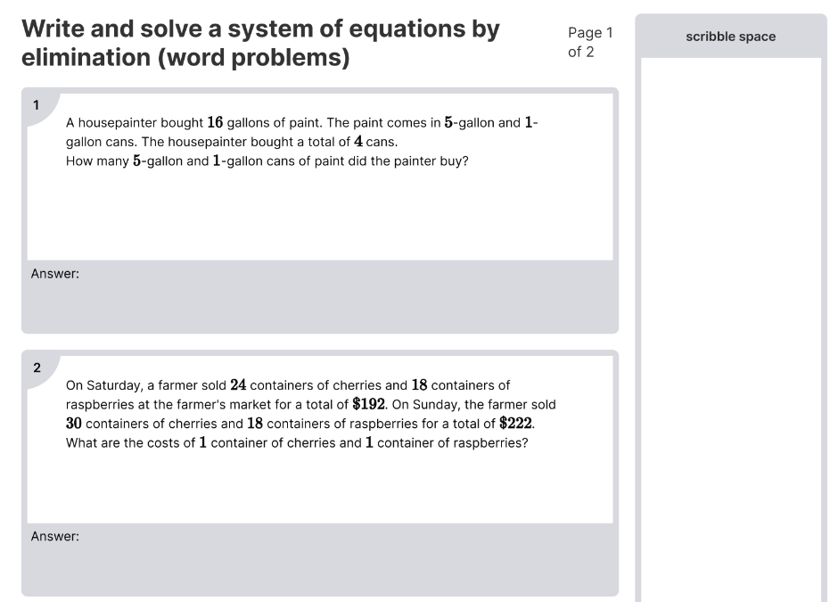 Write And Solve A System Of Equations By Elimination (Word Problems ...