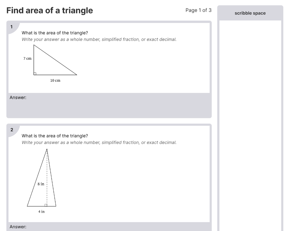 Find Area Of A Triangle Worksheets [PDF] (6.NS.C.8): 6th Grade Math