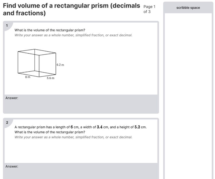 Rectangular Prism Volume Decimals