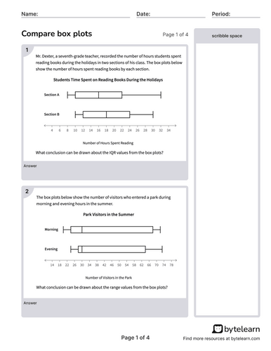 Box Plot Worksheet And Answers Cumulative Frequency And Box Plots